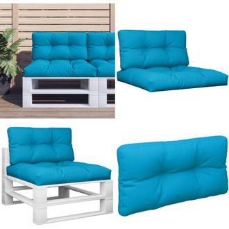 vidaXL Palettenkissen 2-tlg. Hellblau Stoff - Gartenkissen - Freien Sitzkissen