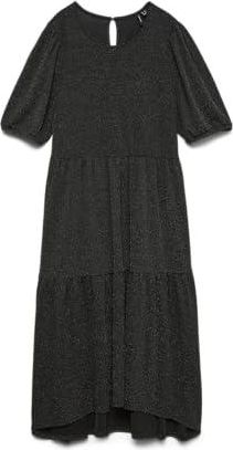 Vero Moda Vero Moda Vmfreya 2/4 O-Neck Calf Dress JRS Exp Robe &agrave; col Rond, Noir, XL Femmes