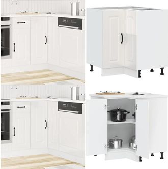vidaXL K&uuml;chen-Eckunterschrank Kalmar Hochglanz-Wei&szlig; Holzwerkstoff - Vidaxl