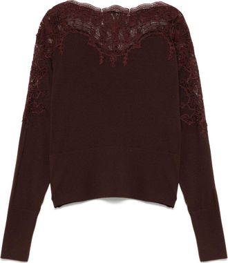 Ermanno Scervino Pullover mit Spitze - Braun