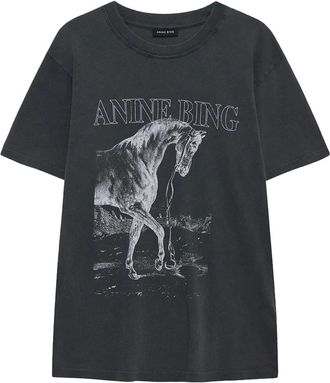 Anine Bing Femme, Tops, Noir, Taille: 38 FR Lili Tee Horse