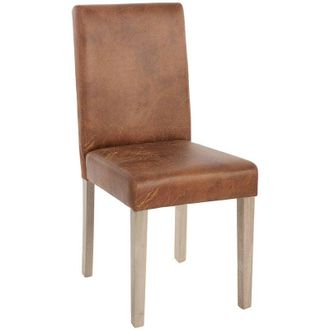 Mendler Mendler - 6x chaise de s&eacute;jour Littau - tissu, aspect daim, pieds: structure ch&ecirc;ne