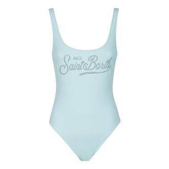 MC2 Saint Barth Badeanzug mit Frontdruck und Logodetail - - Swimwear - Damen - Blau - M