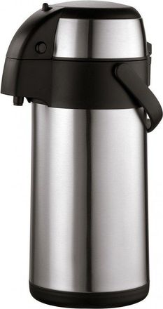 axentia Airpot in Silber, Pumpkanne aus rostfreiem Edelstahl, Isolierkanne mit Doppelwand, Isolierflasche mit Pumpe und unzerbrechlichem Korpus, Pump-Kaffeeka