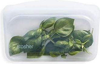 Stasher Bag Premium Silikonbeutel wiederverwendbar f&uuml;r Lebensmittel, Snack-Beutel, Klar, Dauerhaft, Backofen, sp&uuml;lmaschinen & gefriersicher, Umweltfreundlich,