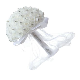 BESPORTBLE K&uuml;nstlicher Wei&szlig;er Brautstrau&szlig; Rosen Imitationsstrau&szlig; f&uuml;r Hochzeit Brautjungfern Party Dekor Brauthandstrau&szlig;