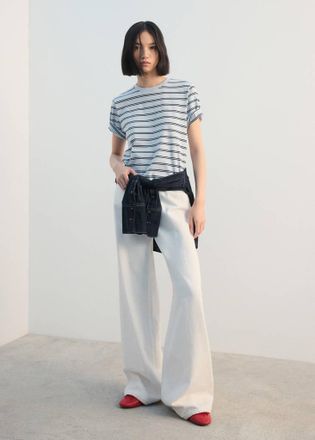 Mango T-shirt coton &agrave; rayures bleu ciel - Femme - XS - MANGO