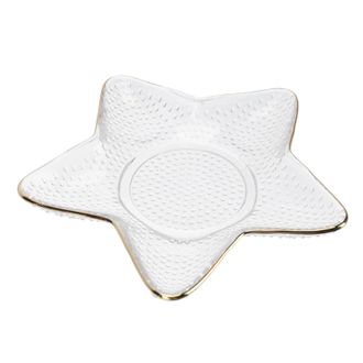 Angoily Kristallglas Obstteller Meerjungfrau Sternf&ouml;rmig mit Goldrand Multifunktionale Servierplatte f&uuml;r K&uuml;che und Haushalt Transparentes Dekoratives Aufbewah