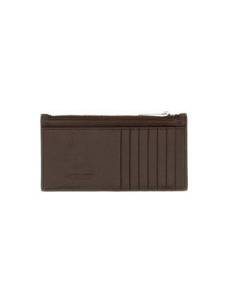 Bottega Veneta Zippered Leather Card Holder - Brown