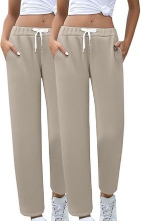 Generic Lot de 2 Pantalon De Running Femme Chic &Eacute;t&eacute; Pant Longue Stretch Tendance Comfy Streetwear D&eacute;tente Mode Costume Classique Basique Taille Elastique 2026