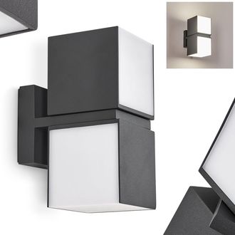 HOFSTEIN LED Außenwandleuchte Swanek, moderne Wandleuchte aus Metall/Kunststoff in Anthrazit/Weiß, verstellbare Wandlampe für Balkon/Terrasse, LED 23 Watt, 100