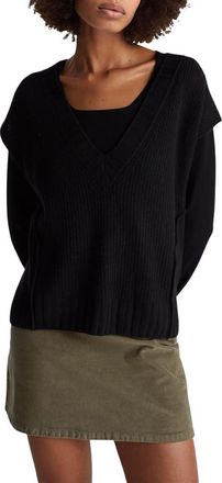 Benetton Damen Maglia Scollo V S/M 126wd4033 Herren Weste, Schwarz, Small