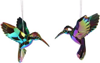 Gisela Graham 2er Set Glas Effekt Kolibri schöne Weihnachtsbaumdekoration
