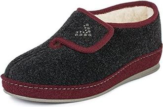 Schawos Johanna Chaussons en feutre, pour femme, idéal pour lhiver, de qualité supérieure, semelle anatomique, amortissement actif du talon, doublure chaude, 
