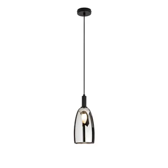 Luce-Ambiente-Design Weizen Single Light Suspension in Black Metal and Chrome Glass