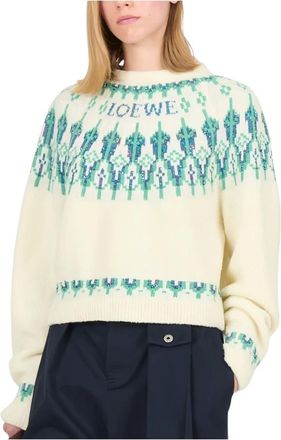 Loewe Femme, Pulls, Blanc, Taille: 38 FR Pull en maille de laine m&eacute;lang&eacute;e
