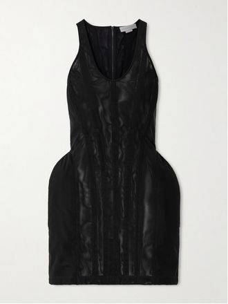 Stella McCartney Minikleid Aus Wattiertem Mesh - Schwarz