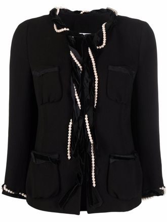 Moschino veste boutonnée à détails de perles (années 1990) - Noir