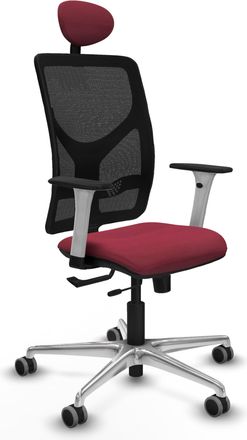 Piqueras y Crespo Schreibtischstuhl aus Netzstoff mit wei&szlig;en und schwarzen Armlehnen, h&ouml;henverstellbarer Lendenwirbelst&uuml;tze und festem Kopfteil, ausgestattet mit Syncro