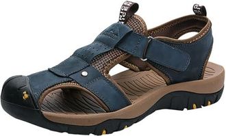 Generic vejtmcc Sandales de trekking pour homme - Bout fermé - En cuir - Respirantes - Pour la plage, les pêcheurs aquatiques - Sandales de randonnée fermées 