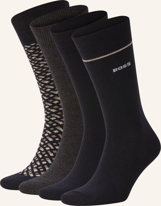 HUGO BOSS 4er-Pack Str&uuml;mpfe Monogram Mit Geschenkbox schwarz