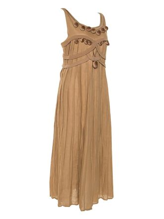 Bottega Veneta robe pliss&eacute;e &agrave; pompons - Tons neutres