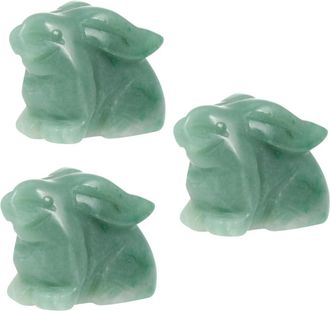 SOLUSTRE 3 St&uuml;ck Geschnitzte Jade-Kaninchen-Verzierung Frosch H&auml;schen-Statue Fee Handgeschnitzte Kaninchenfigur Heilende Kaninchenfigur Dekoration Desktop-Kani