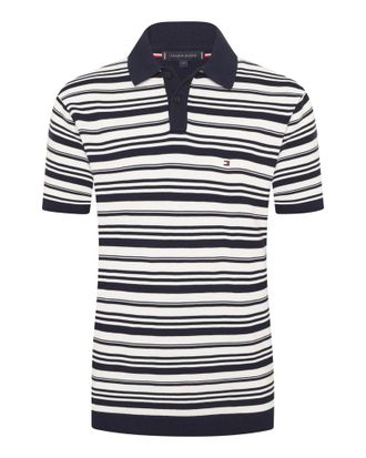 Tommy Hilfiger Leichtes Strick-Poloshirt mit kleiner Flag-Stickerei in