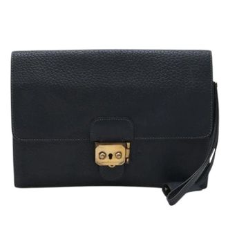 Herm&egrave;s Pre-owned Pochette Jet Fjord Leder Clutch Bag - - Pre-owned - Damen - Blau - ONE SIZE