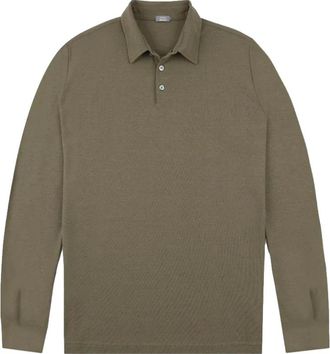 Zanone Homme, Tops, Vert, Taille: 2XL Polo &agrave; Manches Longues Vert Pin