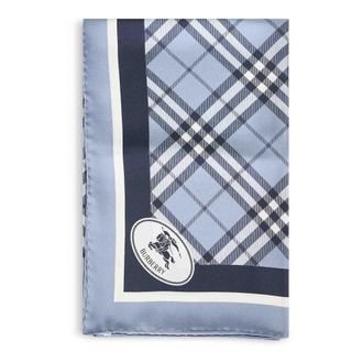 Burberry Femme, Accessoires, Bleu, Taille: ONE Size Check Knight Stamp Silk Scarf