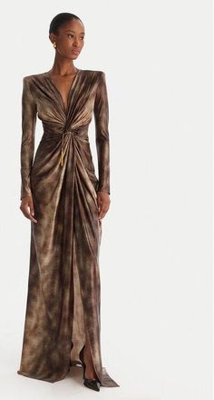 Elisabetta Franchi Abendkleid AB-R35-57E2-V840 Braun Slim Fit