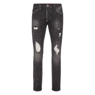 Philipp Plein Denim Hosen Super Straight Cut Skull&Bones - - Jeans - Herren - Grau - W30