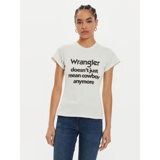 Wrangler T-Shirt Shrunken Band 112356451 Wei&szlig; Slim Fit