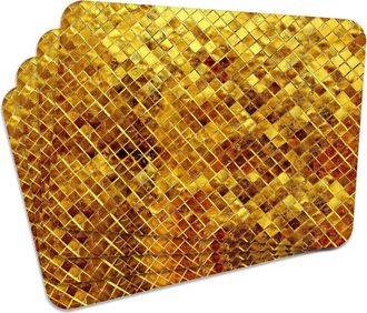 MG Design Set aus 4 Kork-Platzsets - Golden Pattern - 30 x 40 cm - hitzebeständig & abwischbar, mit Korkrückseite
