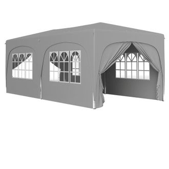 OUTSUNNY Tonnelle barnum pop up automatique 3x6 m - hauteur r&eacute;glable - sac de transport, 6 sacs &agrave; lester inclus - sable