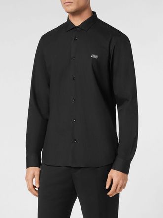 Philipp Plein Chemise Sugar Daddy en coton avec imprim&eacute; t&ecirc;te de mort et strass