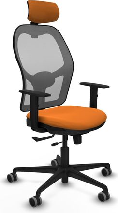 Piqueras y Crespo Ergonomischer Telearbeitsstuhl mit 1D-Armen, h&ouml;henverstellbare Lendenwirbelst&uuml;tze und h&ouml;henverstellbares Kopfteil, Grau/Orange