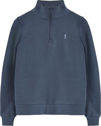 Polo Club Sweatshirt denimblau mit halbem Rei&szlig;verschluss und Rigby Go-Logo