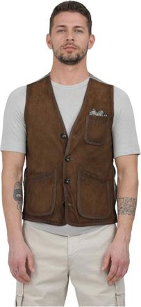 The Jack Leathers Homme, Vestes, Brun, Taille: XL Gilet en tissu de renne avec style rétro