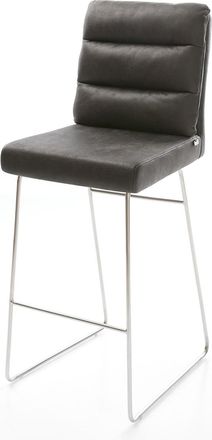 DELIFE Barstuhl Pela-Flex Vintage Anthrazit Kufengestell Edelstahl, Barstühle