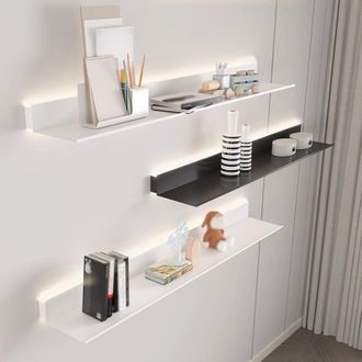 Generic Schweberegal aus Metall zur Wandmontage, Integriertes LED Beleuchtungsregal mit unsichtbaren Halterungen Breites Wandregal for Wohnzimmer, K&uuml;che, Bade