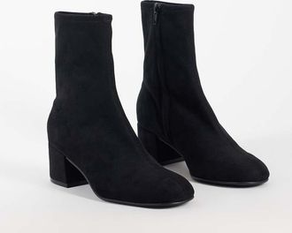 Asos Wide Fit Ronan Stiefeletten mit Blockabsatz in Schwarz aus Velourslederimitat