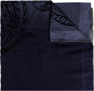 Etro Homme, Accessoires, Bleu, Taille: ONE Size Jacquard Scarf With Placed Paisley Motif