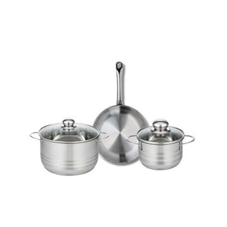 Fackelmann ELO 9867150 Batterie de cuisine 3 pi&egrave;ces, Ensemble de 1 Po&ecirc;le de cuisson 24 cm et 2 faitouts 16 et 20 cm Elo Profi Brillant, inox, induction