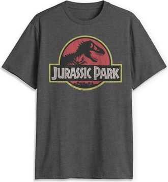 Jurassic Park T-Shirt Classique avec Logo du Film pour Homme, Gris Anthracite chiné, XXL