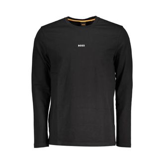 HUGO BOSS Homme, Tops, Noir, Taille: XL T-shirt &agrave; Manches Longues en Coton Noir pour Homme