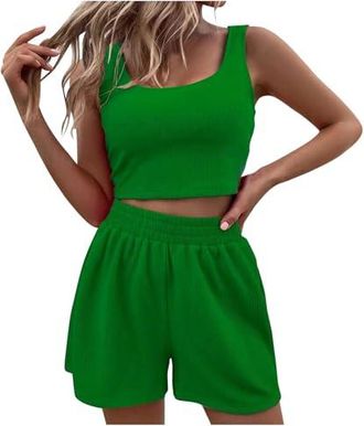 Generic Tenues d&eacute;t&eacute; 2 pi&egrave;ces 2026 sans manches avec haut court taille haute et short assorti, GN1., XL