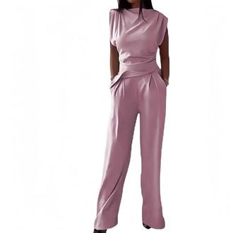 Generic Ensemble &eacute;l&eacute;gant deux pi&egrave;ces pour femme, tenue de voyage pour femme, d&eacute;bardeur et pantalon &agrave; jambes larges, tenues formelles d&eacute;contract&eacute;es et conforta