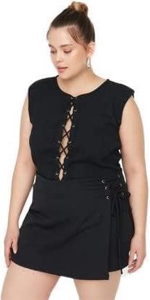 Trendyol Short et Bermuda Grande Noir-Taille Normale, 50 Plus Femme